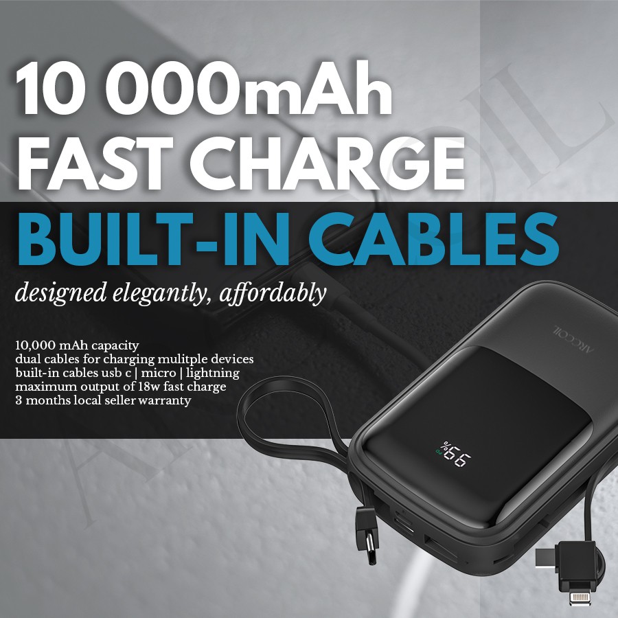 Arccoil Mini PD Power Bank C13 10000 mAh Ultra Light QC3.0 9V2A ...