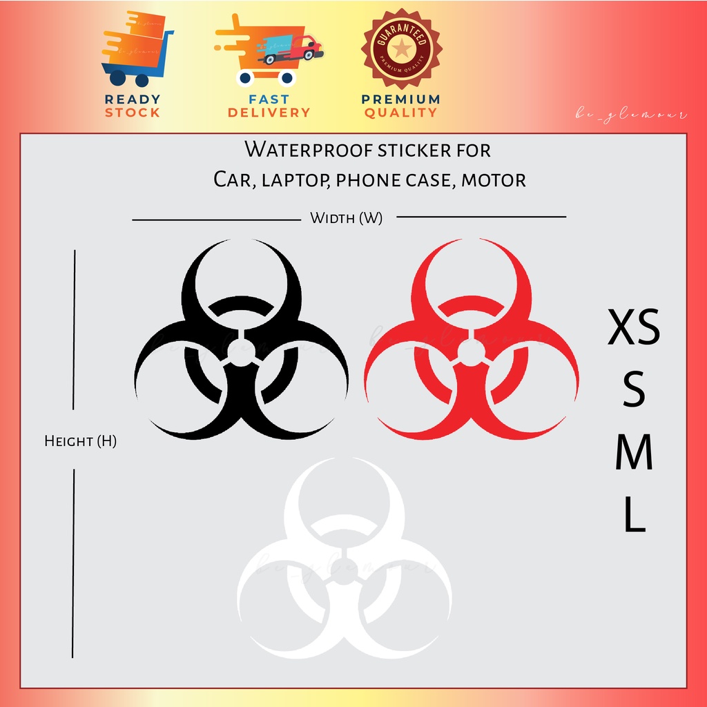 Biohazard Sticker Reflective stiker kereta radioactive waterproof ...