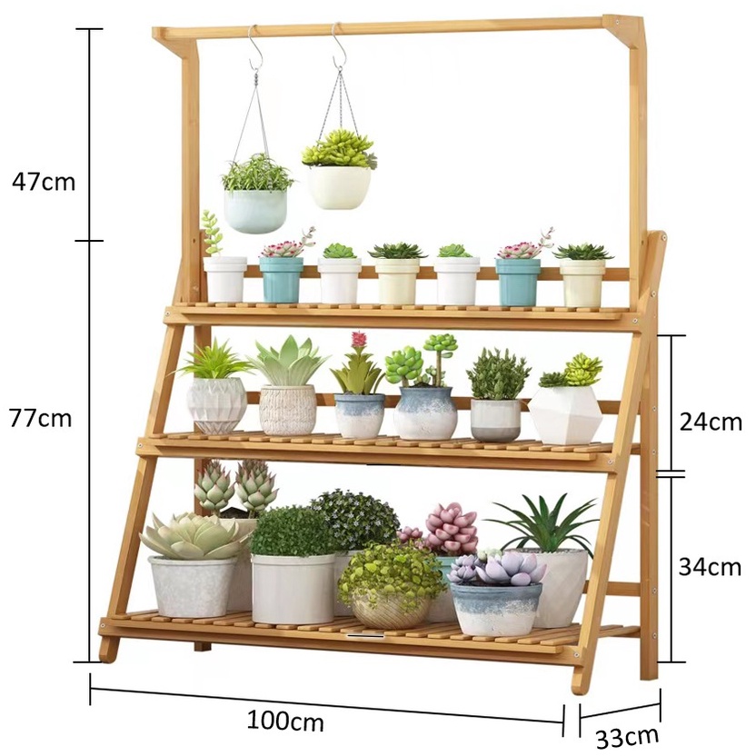 [SG STOCK] Bamboo Plant Rack / Wooden Plant Rack / Flower Stand / Multi ...