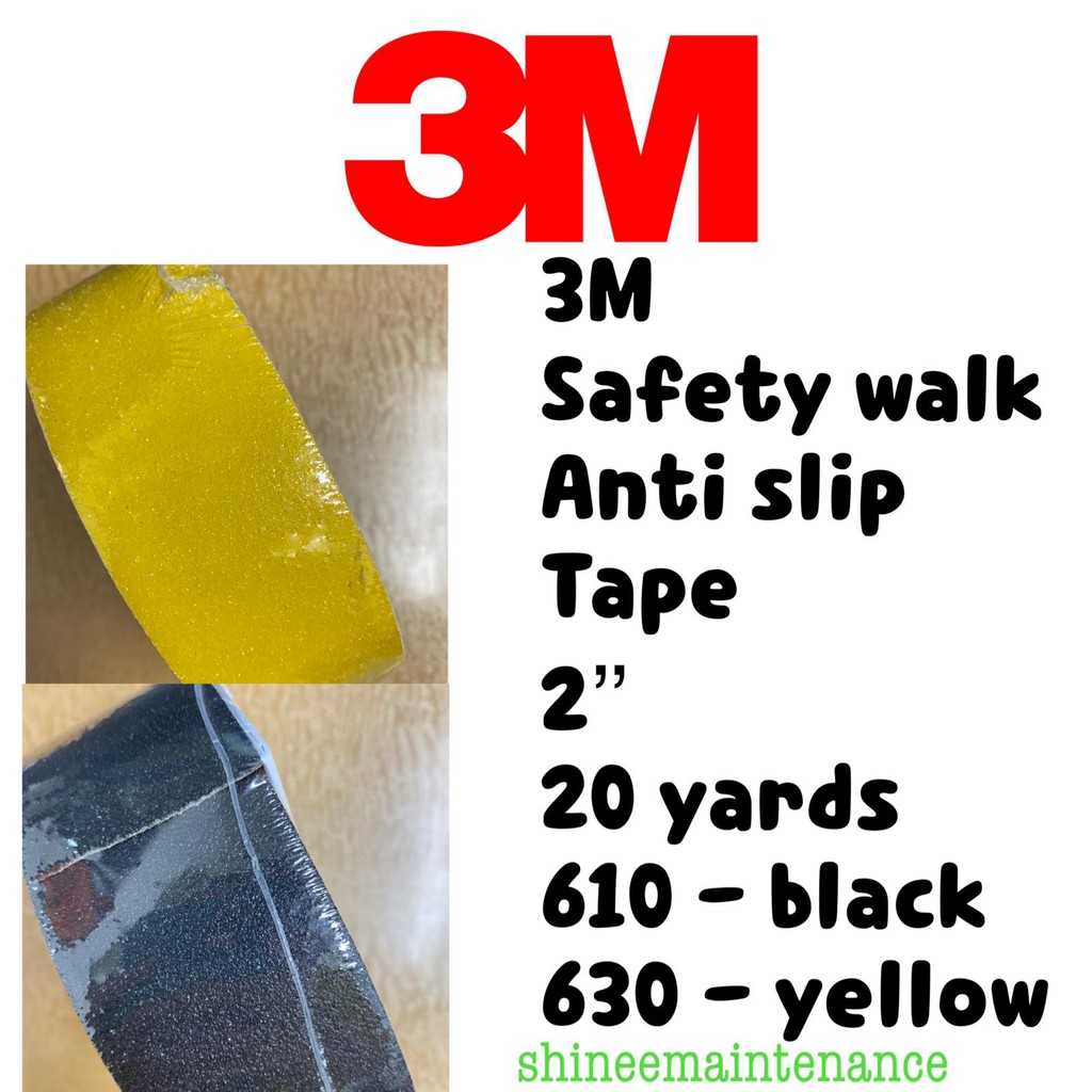 3M Safety Walk Anti-Slip Tape 2" x 60ft 610(black), 630(yellow) | Shopee Singapore
