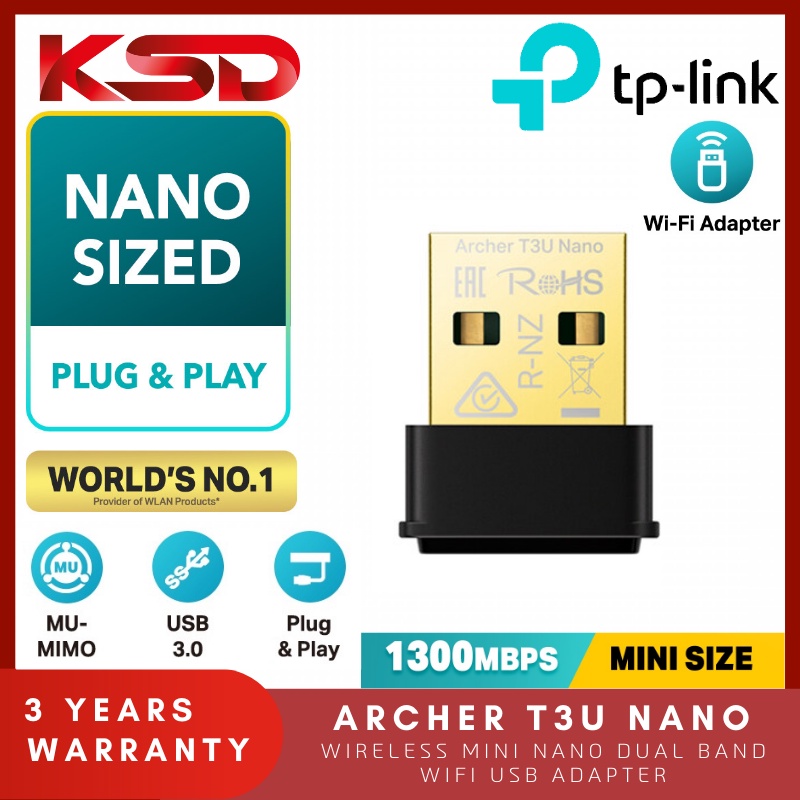 TP-Link AC1300 Archer T3U Nano (5GHz + 2.4GHz) Wireless Mini Nano Dual ...