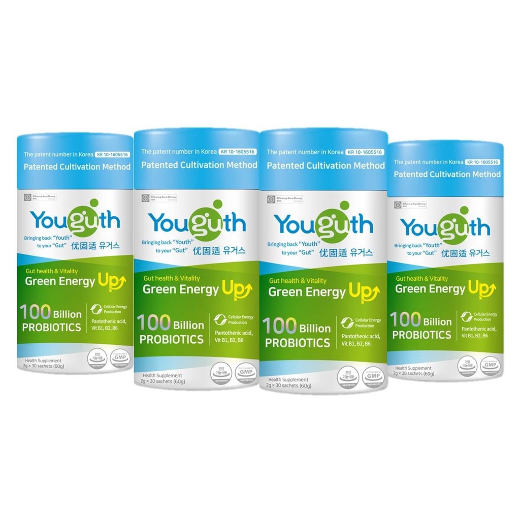 YOUGUTH PROBIOTICS Green Energy Up Gut Health + Vitality Boost 2g x 30 ...