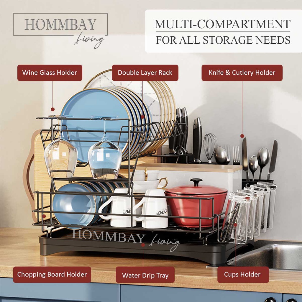 HOMMBAY Kitchen Japanese Style Minimalist Design Dish Rack with Water ...