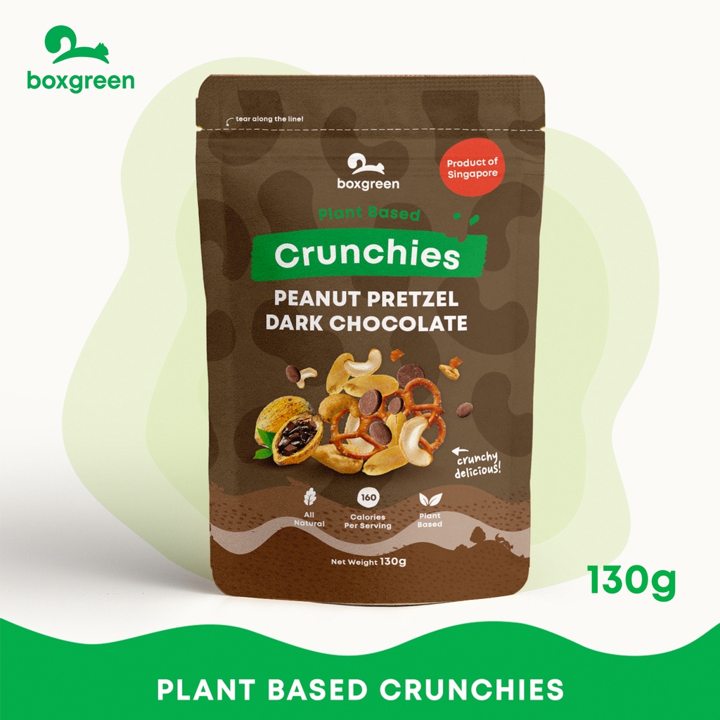 Boxgreen Crunchies Peanut Pretzel Dark Chocolate (130g)[All Natural ...