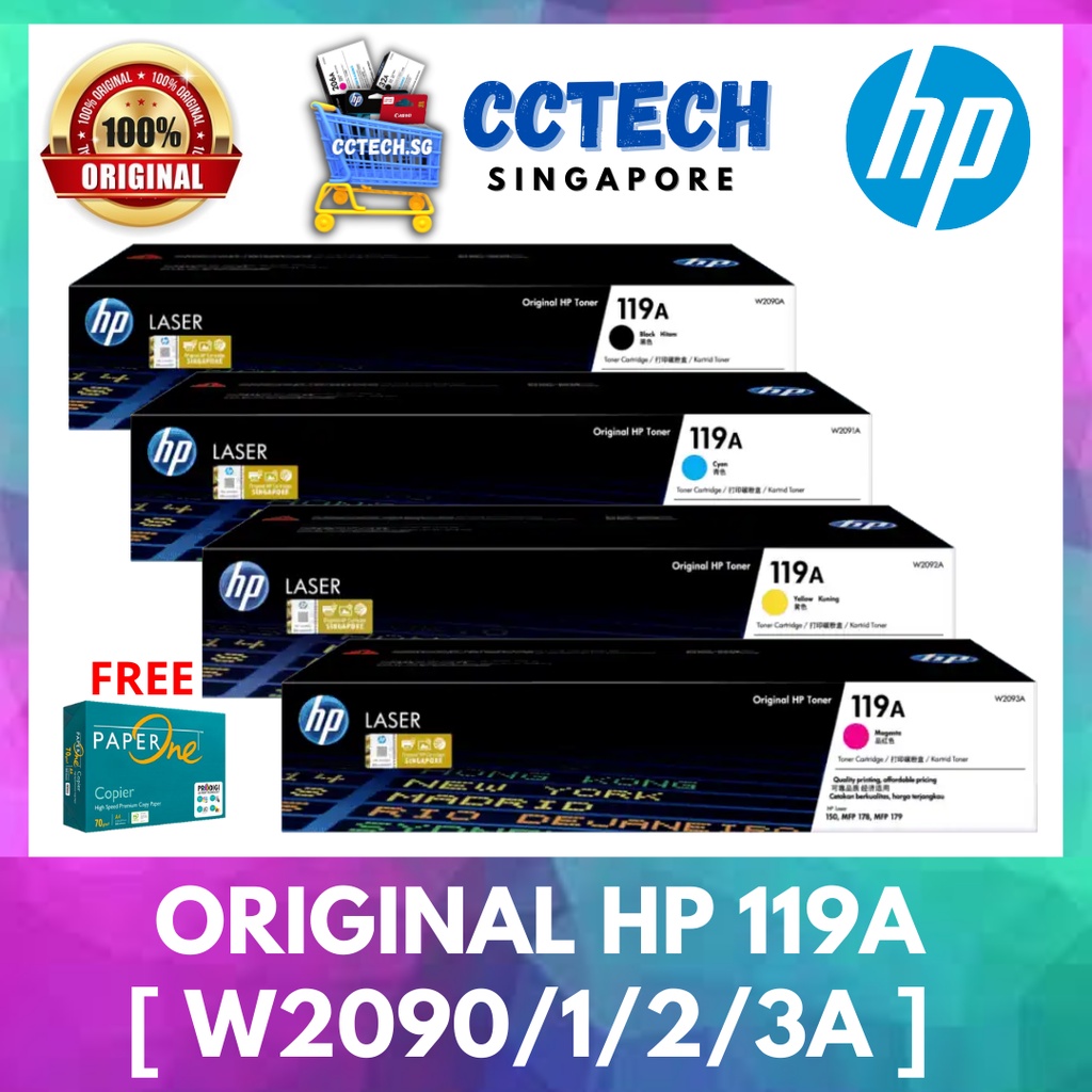 ORIGINAL HP 119A Black/Cyan/Yellow/Meganta Toner Cartridge [W2090A ...