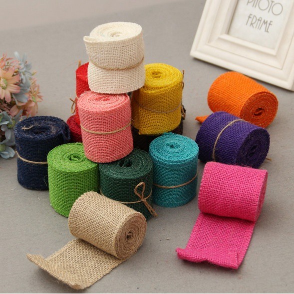 6cmx2M Ribbon 2M 15 colors Natural Jute Burlap Hessian Ribbon with ...