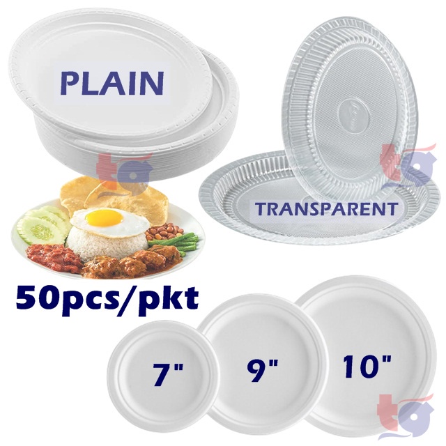 [50pcs] 7" / 9" / 10" Disposable Plastic Plate / Party Plate / Pinggan ...