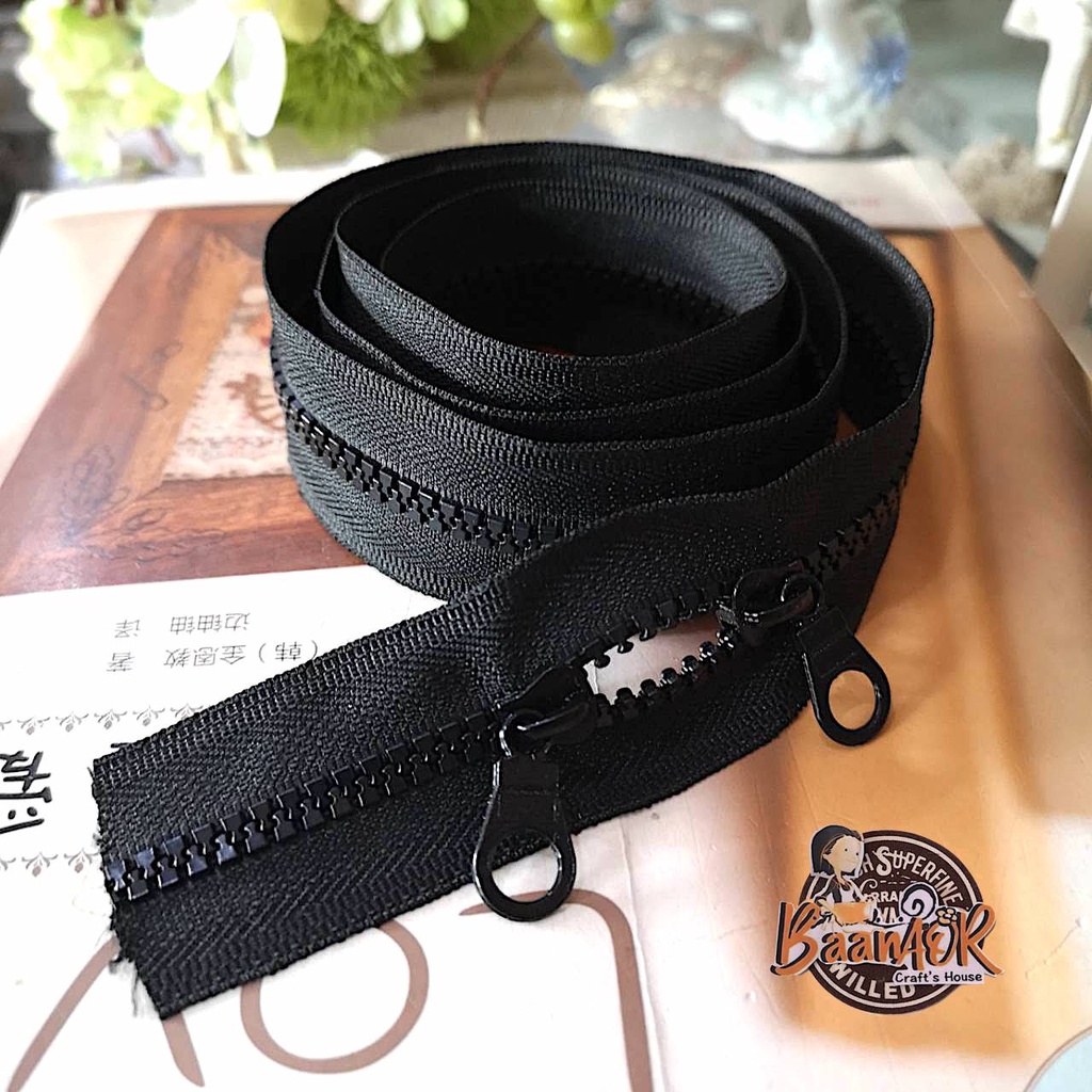 5 Zip Double-Headed Bone Zipper Black (Size To Choose) Teeth Nylon ...