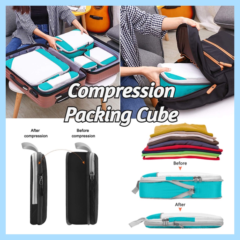 [SG] Compression Packing Cube 4pcs Set / Travel Luggage Organiser ...