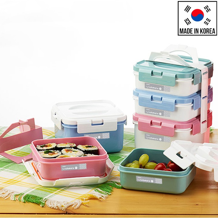 Set of 3 Korean Komax lunch boxes with handles, antibacterial, PP ...