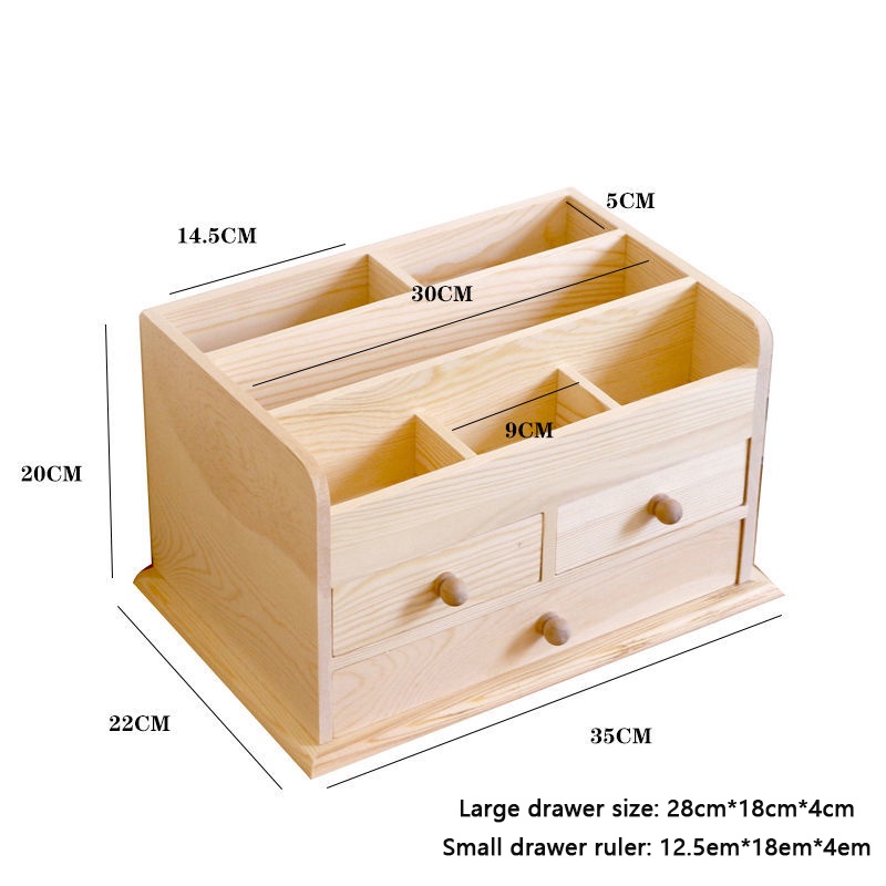 Desktop Storage Solid Wood Storage Box Cosmetic Storage Box Bookshelf ...