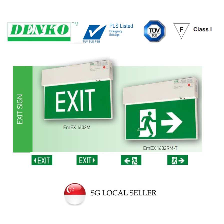 Denko EmEX LED Slim Emergency Exit Sign Single Sided TML | Shopee Singapore