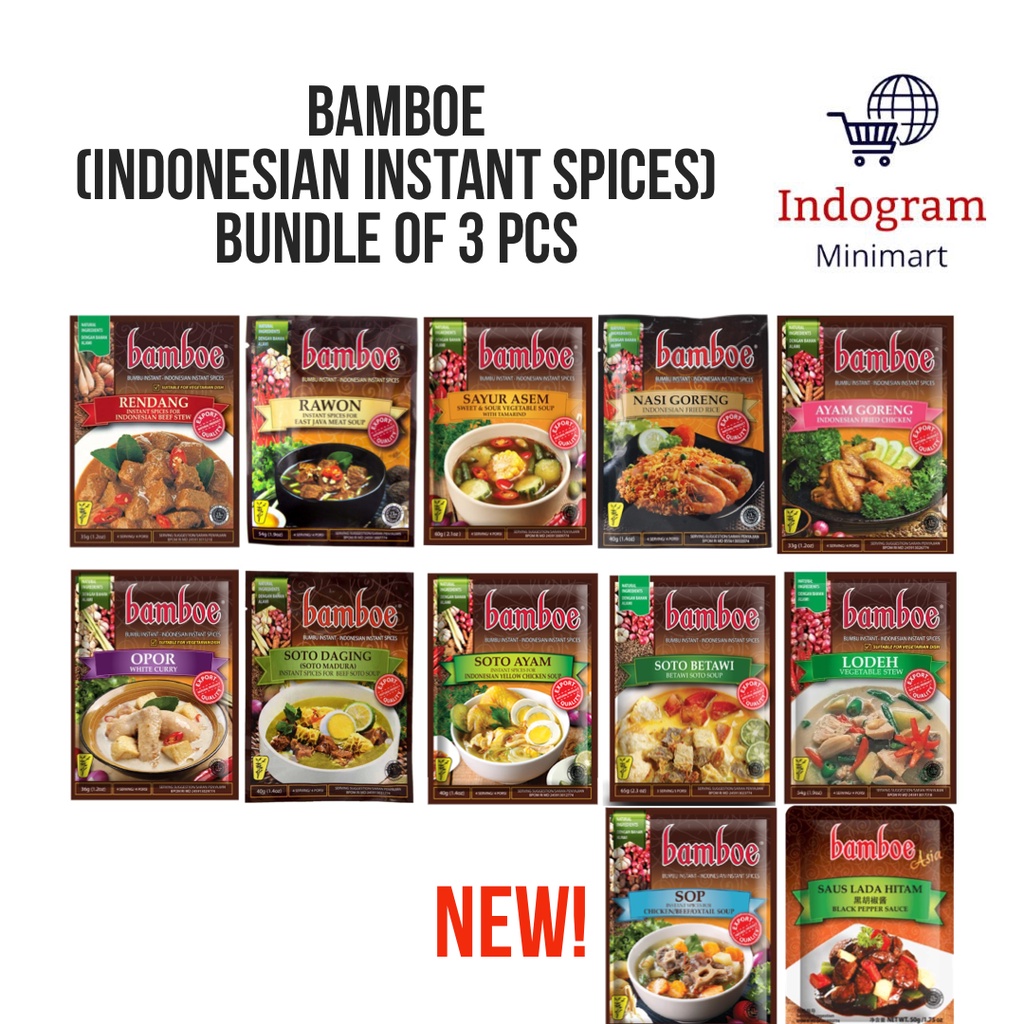 (Bundle of 3 pcs) Bamboe Bumbu Instant - Indonesian Food Instant Spices ...