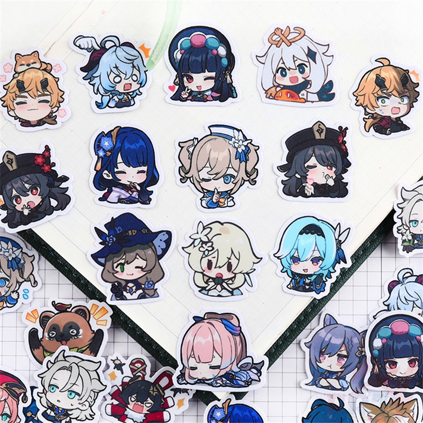 60Pcs/Set ★★★ Q Genshin Impact Q-1 Mini Diary Manual Stickers ★★★ DIY ...