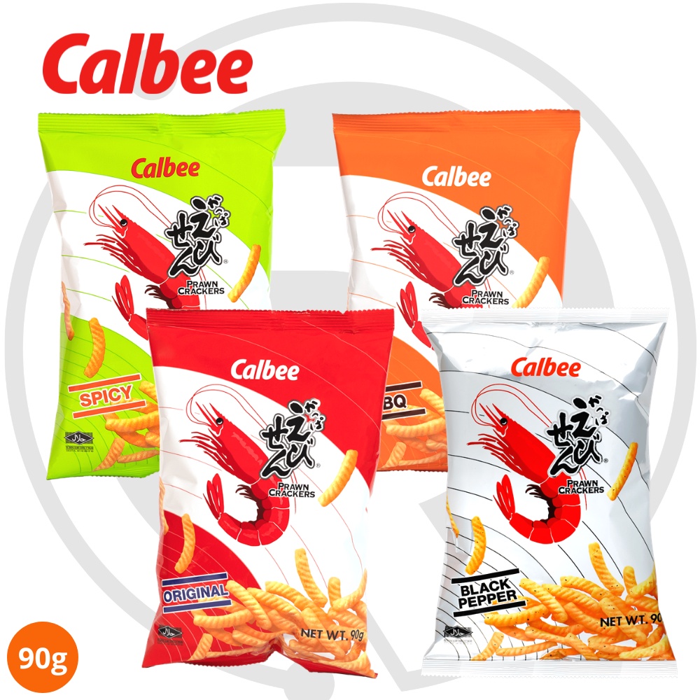 Calbee Assorted Flavours Prawn Crackers (Original/Spicy/BBQ/Black Pepper) ( 90g ) | Shopee Singapore