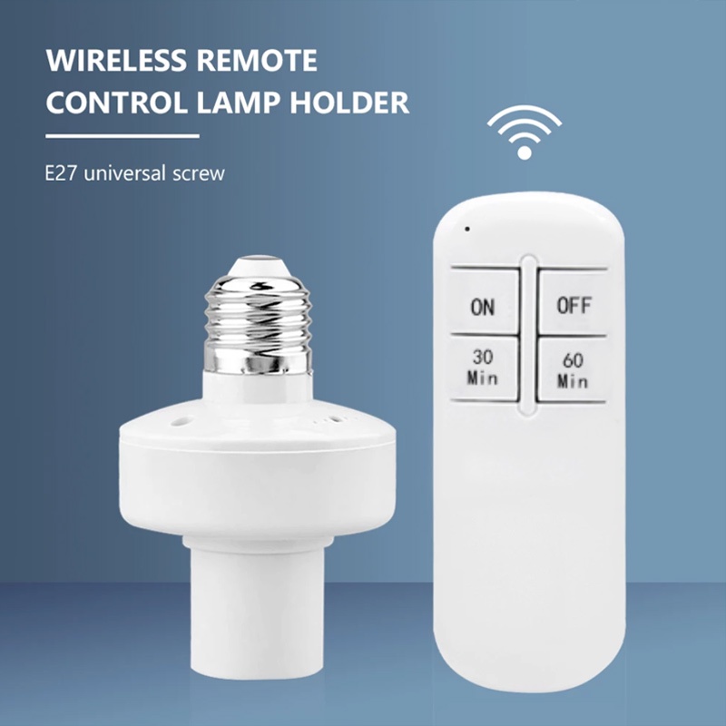 Wireless Remote Control Lamp Holder E27 Socket With Timer | Shopee ...