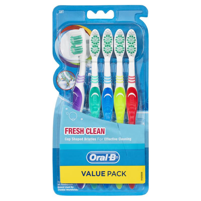 Oral B Fresh Clean Toothbrush Soft 5 Per Pack -designed to clean in ...