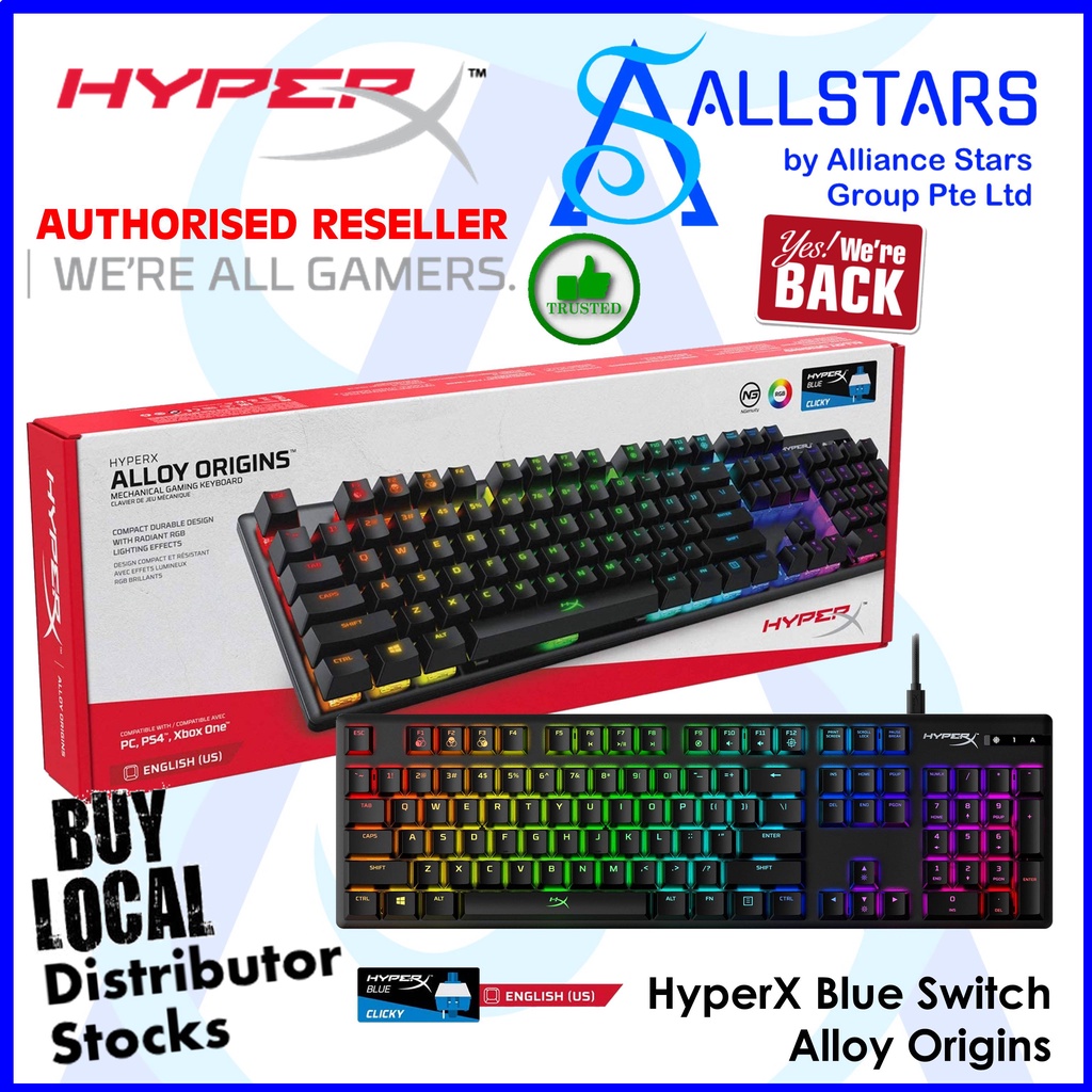 HyperX Blue Switch Alloy Origins RGB Mechanical Gaming Keyboard (HX ...