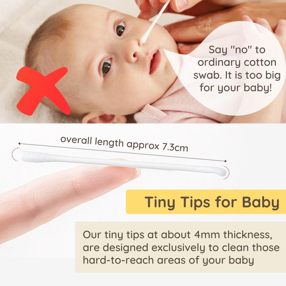 (2 box bundle - 400pcs) V-Coool Baby Cotton Swab Dual Tips Ear Wax ...