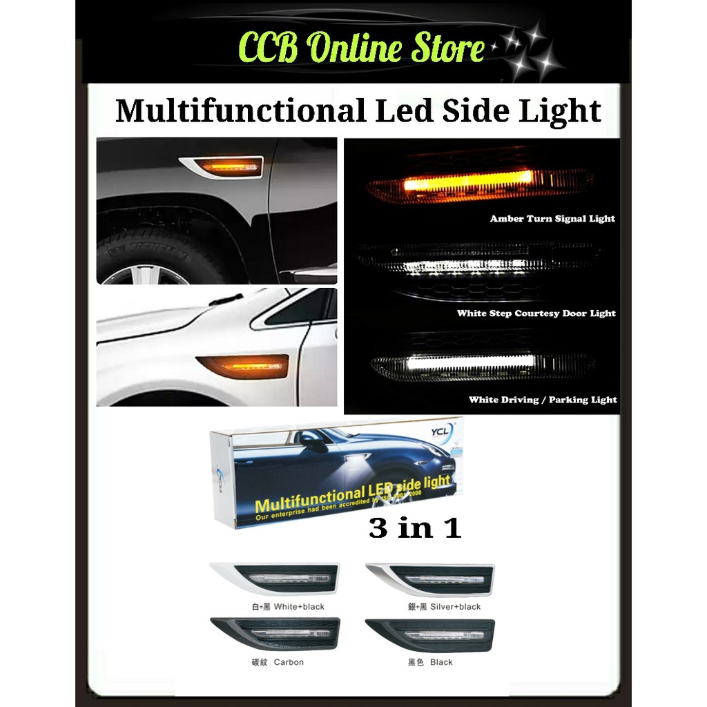 YCL 3 in 1 Universal Side Fender LED Light Bar DRL Day Time Running ...