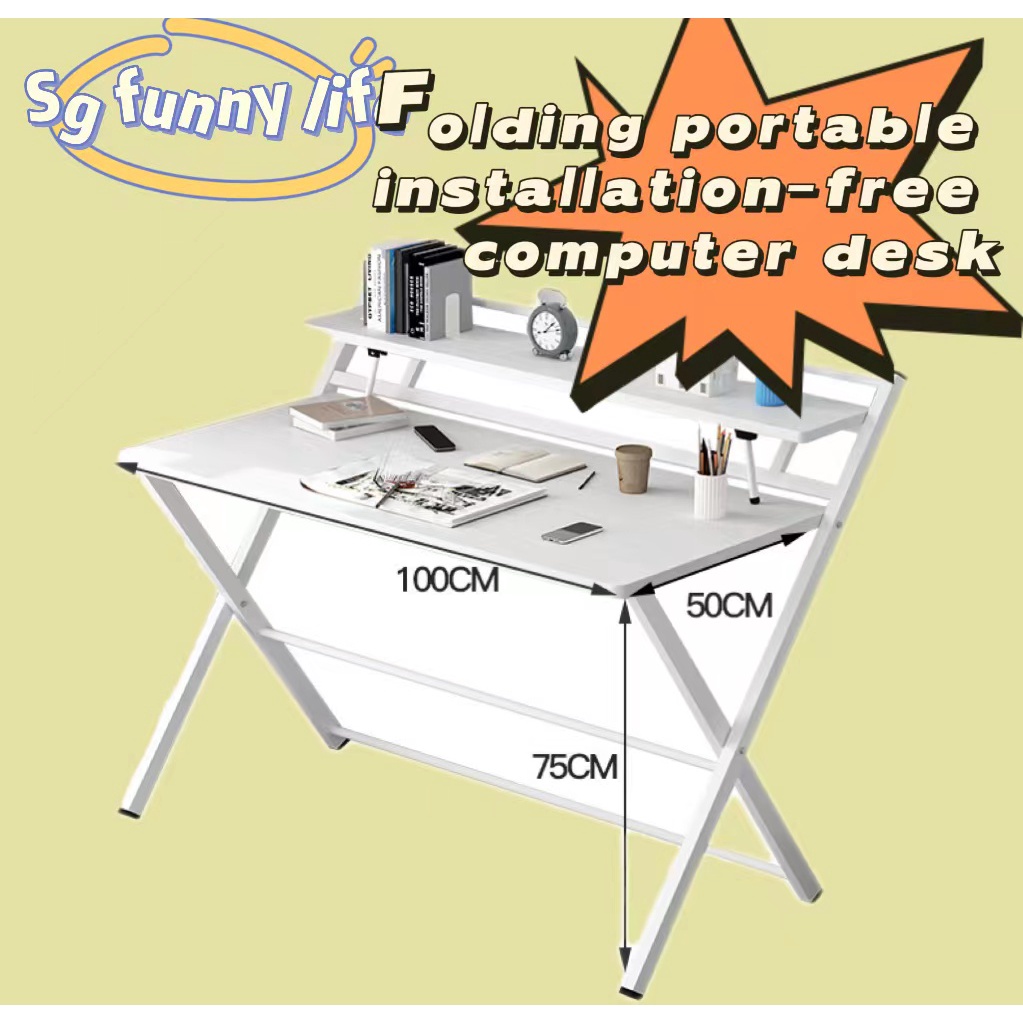 SG STOCK😀-Foldable Table Computer Desk Study Computer Movable Tables ...
