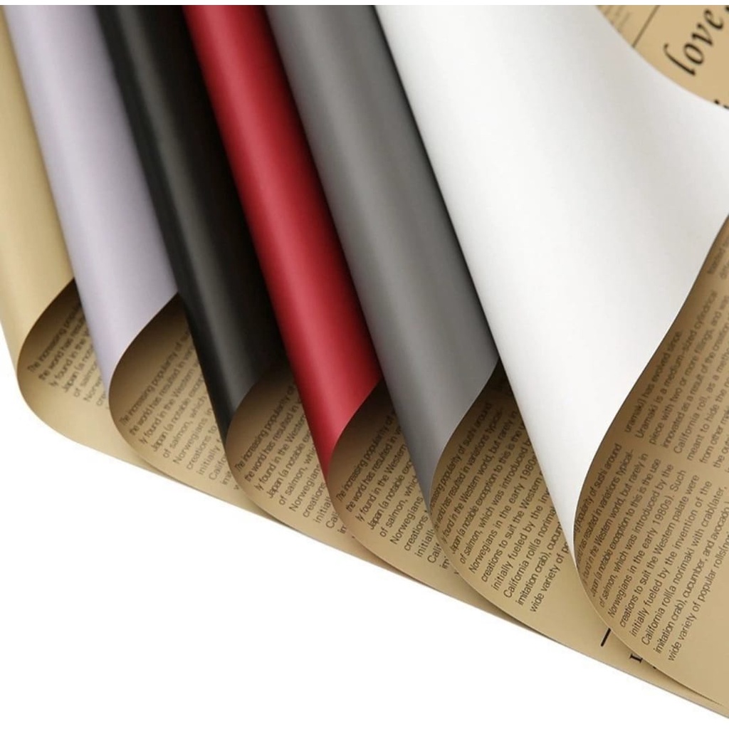 Newspaper 2 Tone Waterproof Flower Wrapping Paper 1 Piece Bouquet Paper ...