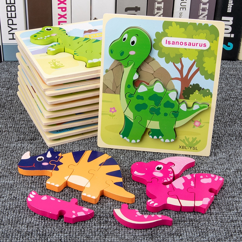 Wooden Puzzle Kids Toy Baby Wooden Jigsaw Puzzles Cartoon Dinosaur ...
