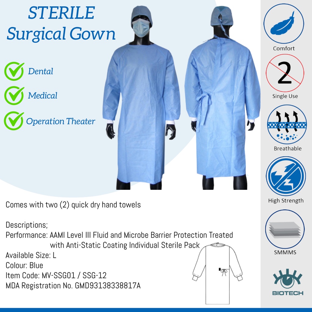 Sterile Surgical Gown (L) | Shopee Singapore