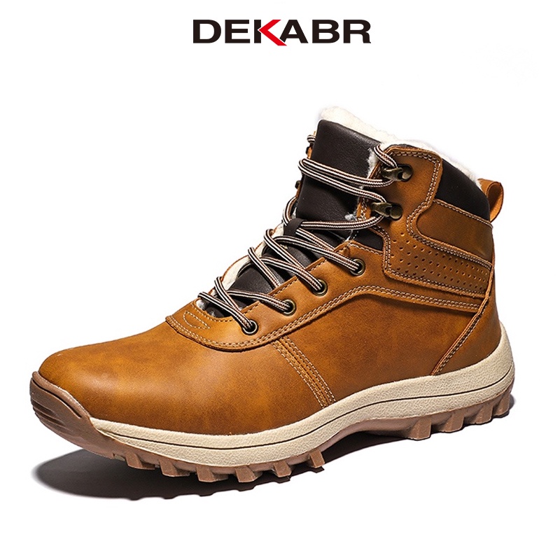 DEKABR Classic Winter Warm Men Boots Split Leather Outdoor Snow Boots ...