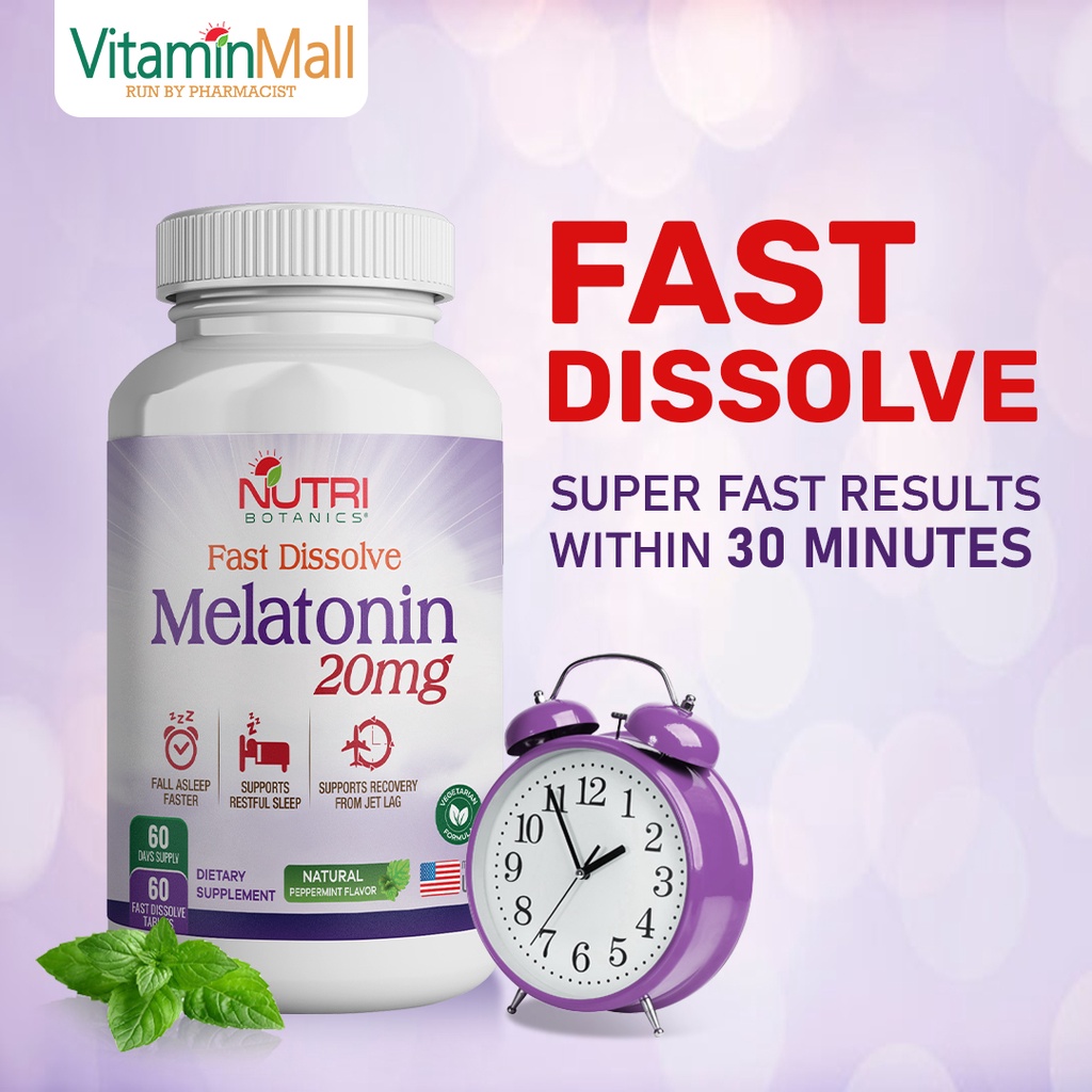Nutri Botanics Melatonin 20mg Fast Dissolve Tablet - Sleep Supplement ...