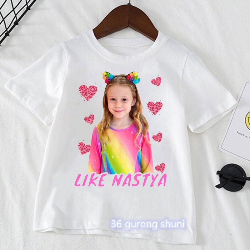 Rainbow Unicorn Like Nastya Graphic Print Tshirt Girls Kawaii Kids ...