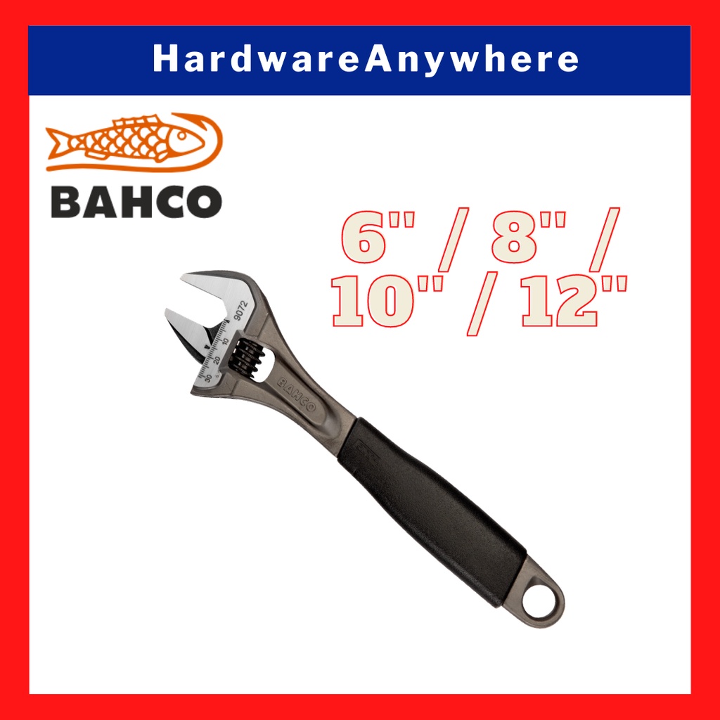 BAHCO ERGO™ Central Nut Adjustable Wrench with Rubber Handle and ...