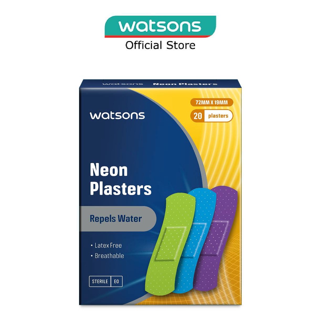 WATSONS Neon Plasters Latex Free Sterile (72mm x 19mm) 20s | Shopee ...