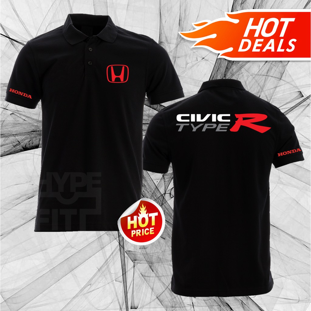 NEW Honda Civic Type R Polo Car T-Shirt Black Red White Gray Color ...
