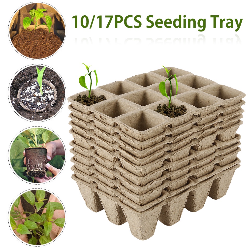 10/17Pcs Plant Seedling Pots Trays Cells Seed Maker Biodegradable Tags ...