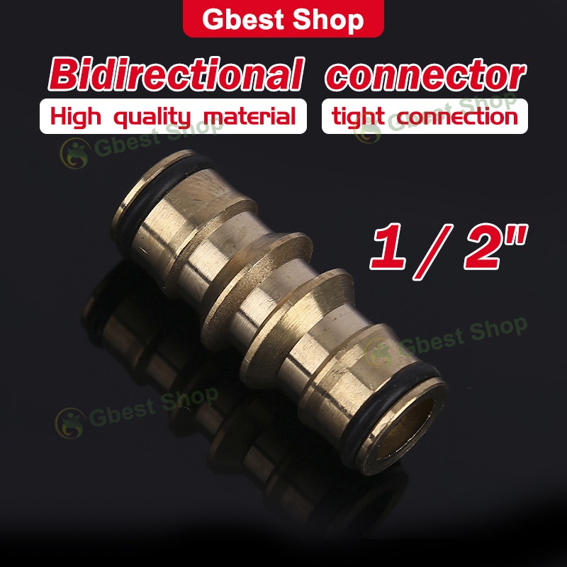1/2" Double Connector 2 Way Garden Brass Hose Connector Joiner Coupler ...