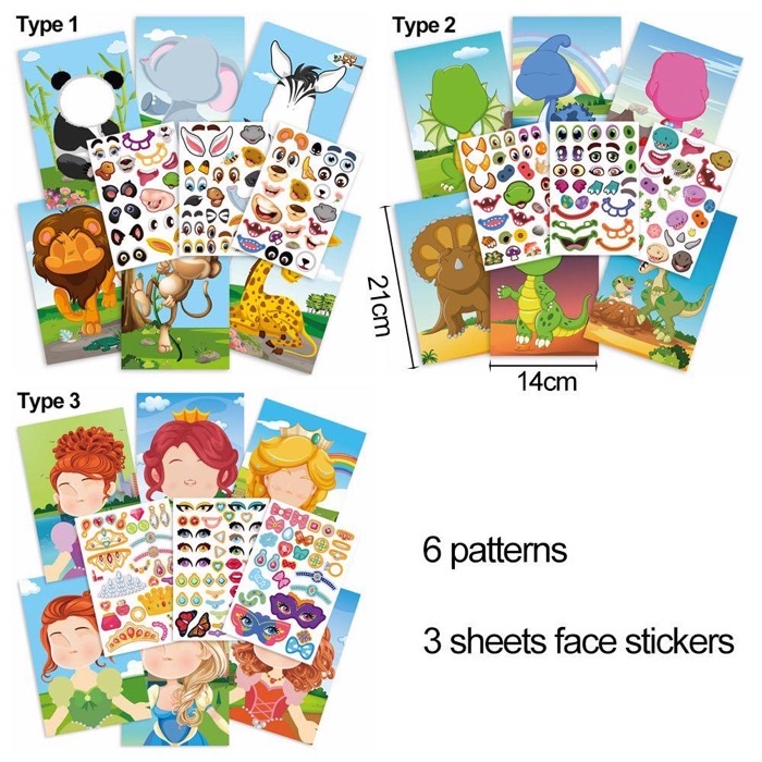 [SG] Kids Sticker Book New DIY Sticker Book Make a Face Puzzle Book ...