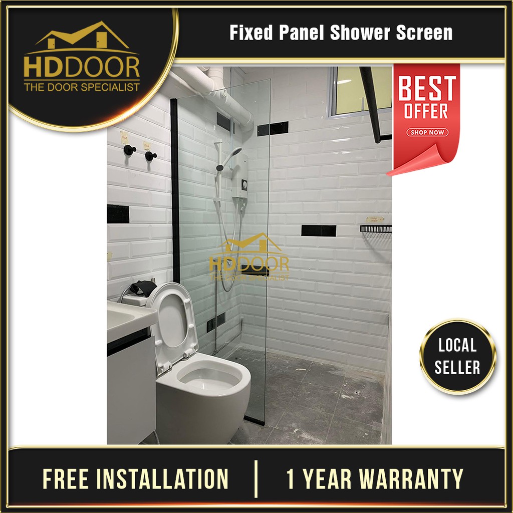 HDDoor Fixed Panel Shower Screen for Toilet |Bathroom | Shopee Singapore