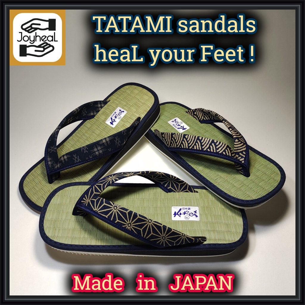 Made in Japan TATAMI Sandals High quality Japanese straw mat Dark blue ...