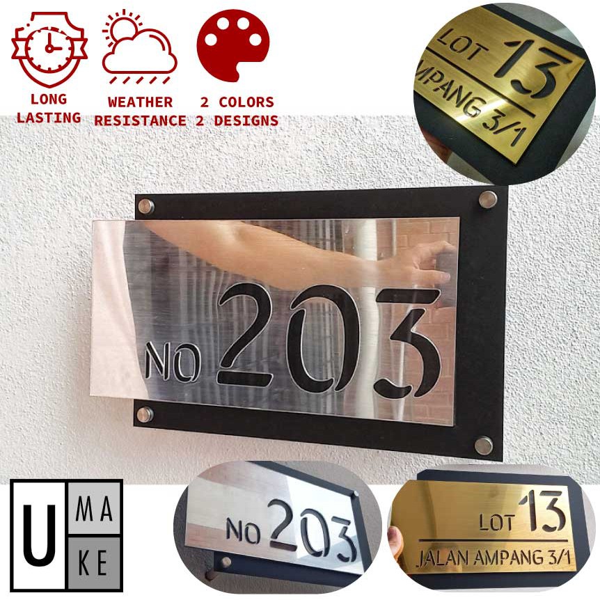 Umake customize house number plate | House Number | Acrylic sign plate ...
