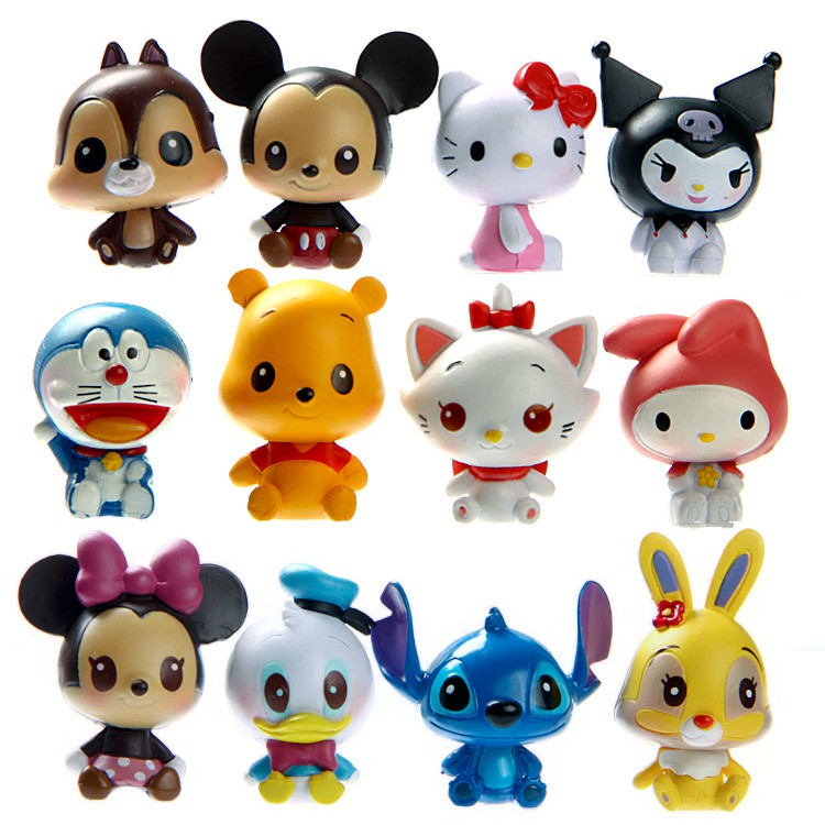 Disney/Sanrio and Doraemon Cute Figurines Set (12 Pcs A Set) - Mickey ...