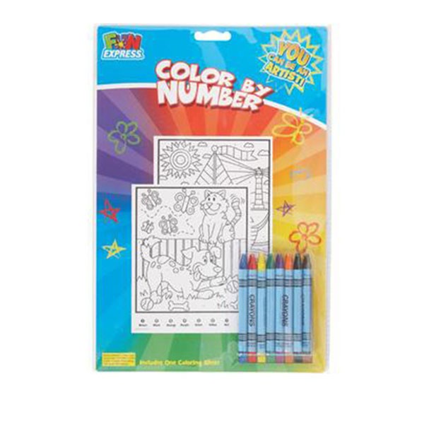 Color By Numbers Book With Crayons (2 pcs) | Shopee Singapore