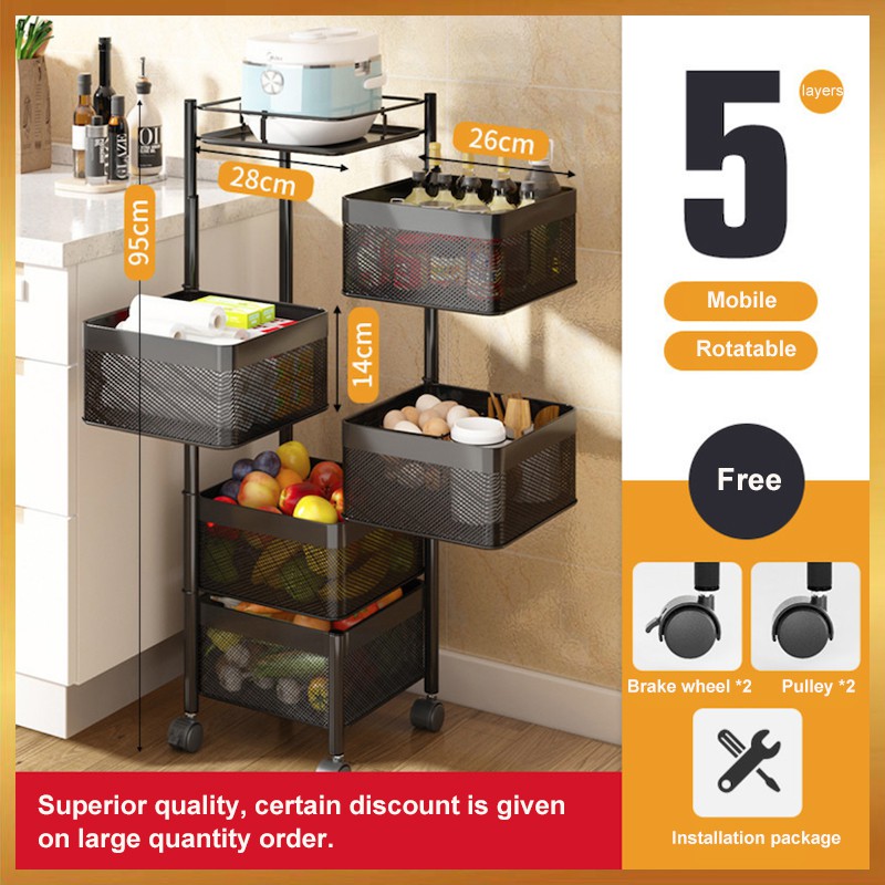 [SG Ready Stocks]Folding Storage Rack with Wheel Movable for Kitchen ...