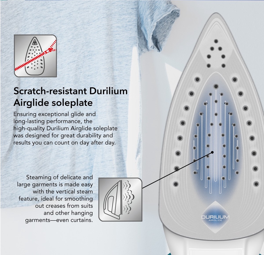 Tefal Easygliss Steam Iron 270ml 2500W FV5718 – 195g Steam Boost, Quick ...