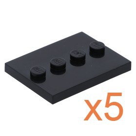 LEGO spare bricks - x5 Black Tile, Modified 3 x 4 with 4 Studs in ...
