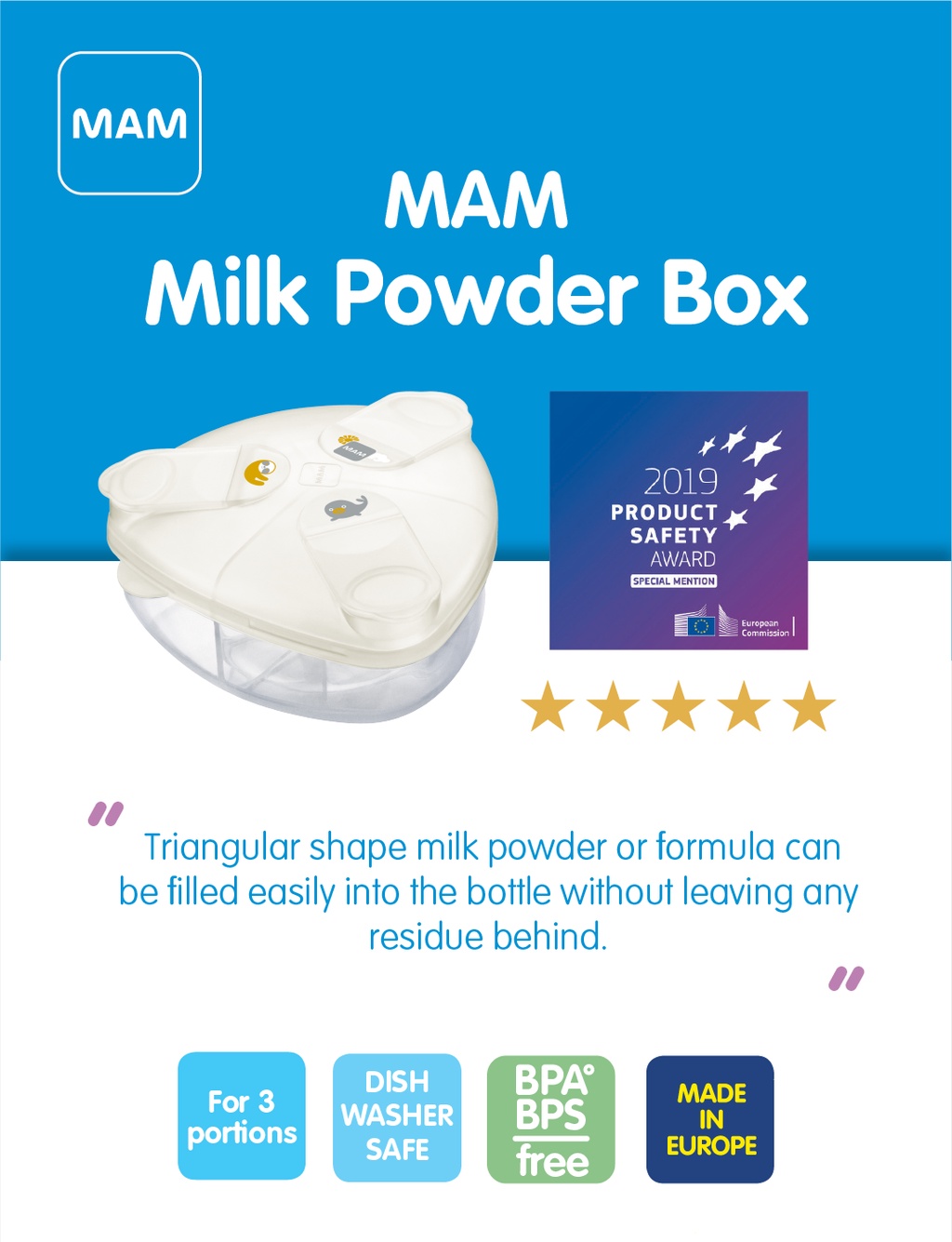 MAM Milk Powder Box, Formula Milk Powder Dispenser Stores 40 g Per ...