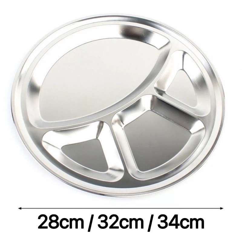 28cm/32cm/34cm Stainless Steel 4 Compartment Divided Roti Canai Tray ...