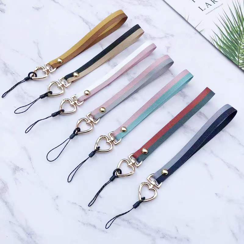 Lanyard [New Product] Two-Color Fabric Mobile Phone Sling Love Metal ...
