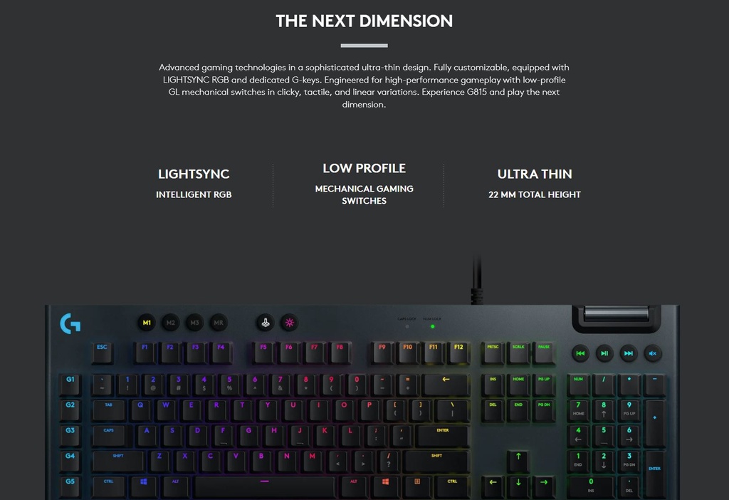 LOGITECH G815 LIGHTSYNC RGB MECHANICAL GAMING KEYBOARD GL Switches (2 ...