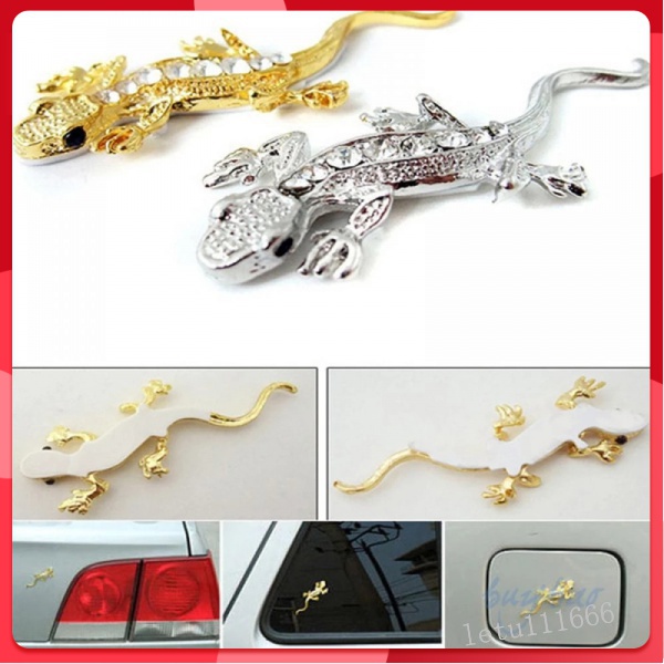 Ready Stock 3D Emblem Auto Accessories Rhinestone Gecko Lizard Car ...